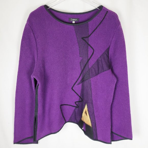 Jaskar | Sweaters | Jaskar Wearable Art Purple Black Crew Neck ...
